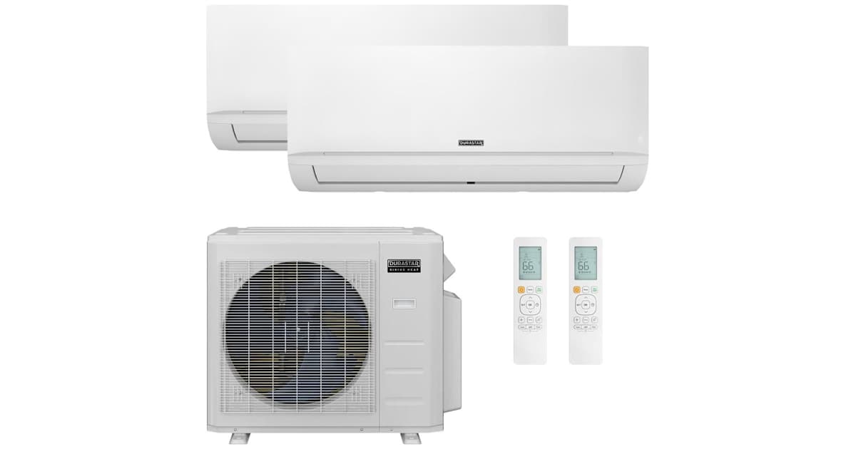 Durastar DRA4H28M2A 1-DRAW09F2A 1-DRAW24F2A 28K BTU Cooling / 23K BTU Heating 21 SEER2 Two Zone ...