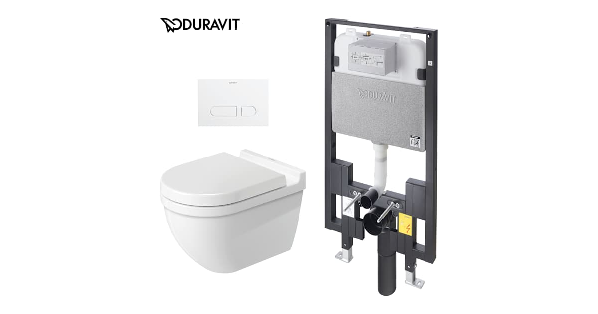 Duravit WD7022003090 Starck 3 1.6 GPF Dual Flush Wall Mounted One Piece ...
