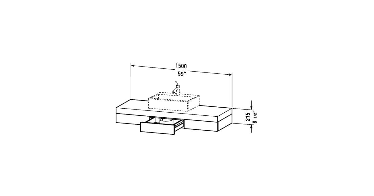 Duravit FO8527 01313 Fogo 59" Wall Mounted Triple Drawer Wood Vanity ...