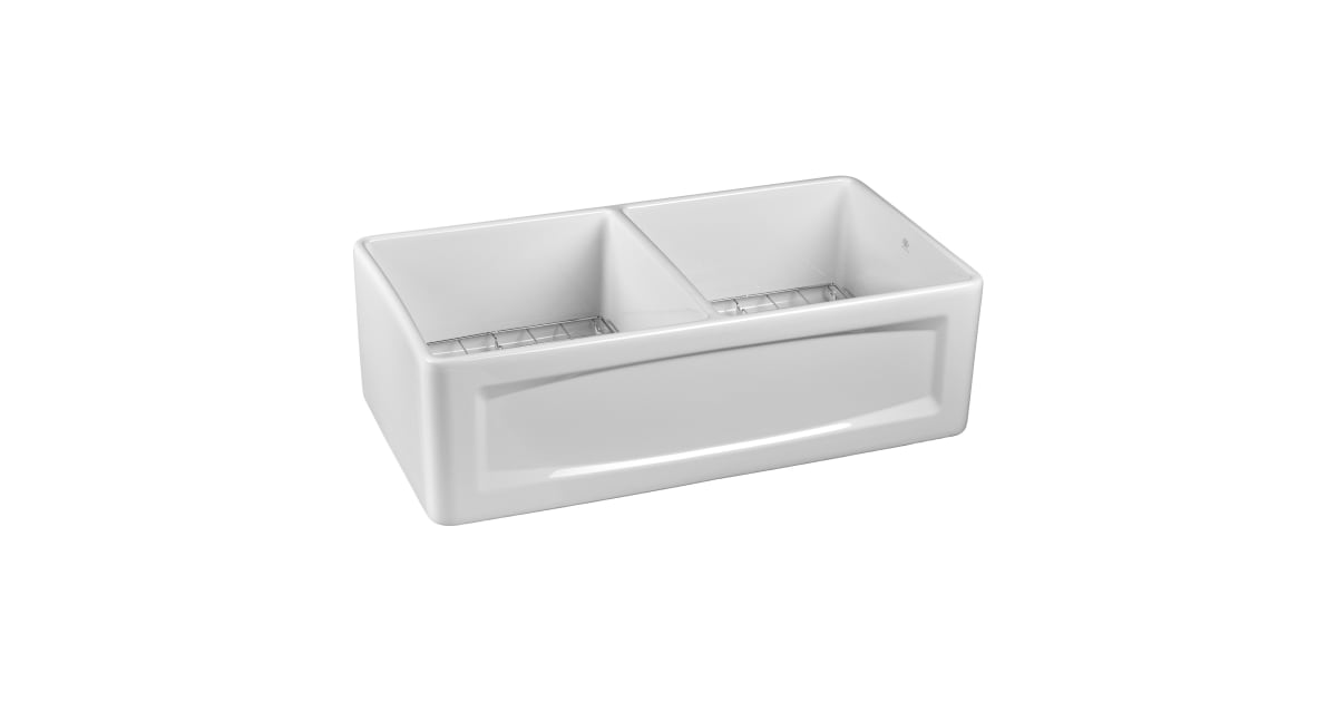 DXV D20103000.415 Hillside 33-3/8" Farmhouse Double Basin Fireclay ...