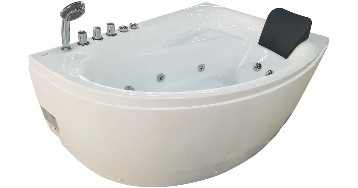 Eago AM161-L 59" Acrylic Whirlpool Bathtub for Alcove Installations ...