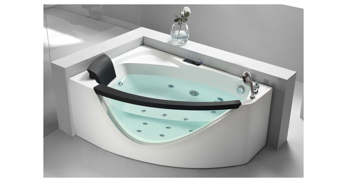 Eago AM198-R 71"Acrylic Whirlpool Tub for Corner Installation with Left ...