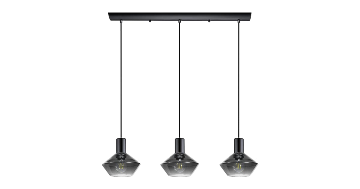 Eglo 97424A Ponzano 3 Light 28-3/8" Wide Linear Pendant with Smoked ...