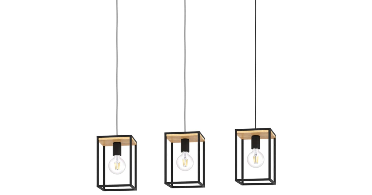 Eglo 99855A Libertad 3 Light 31" Wide Wood Linear Pendant | Build.com