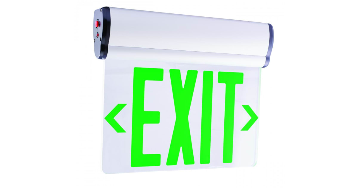 Elco EDGLIT1G Single Face 12" Wide Edge Lit Recessed LED Exit Sign ...
