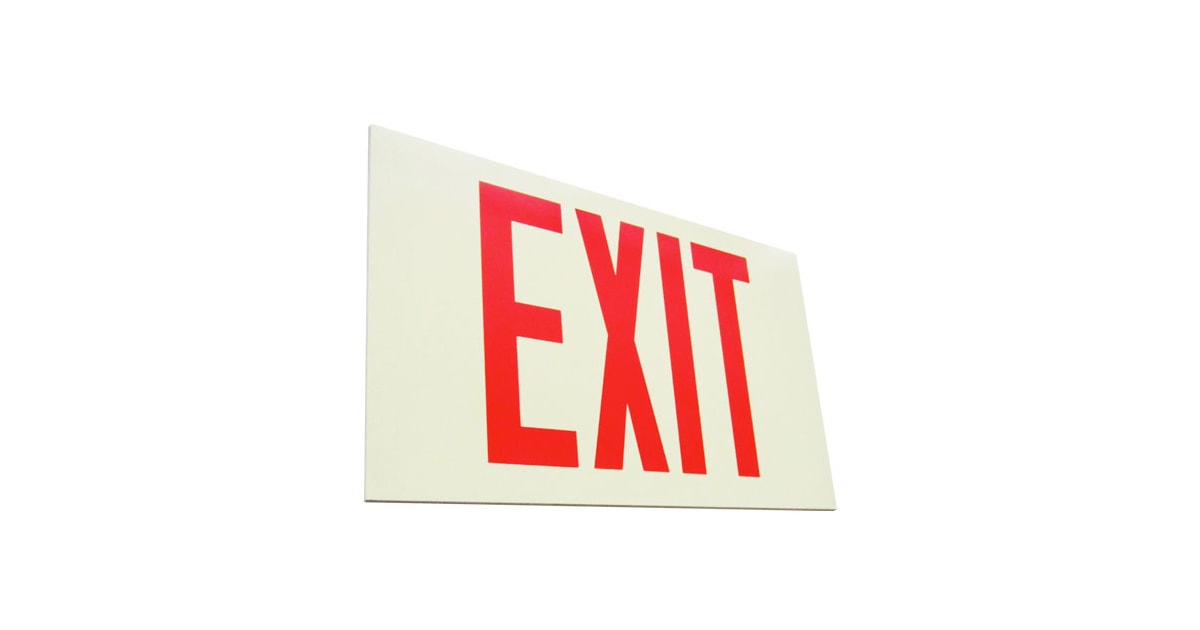 Elco EE81S 13" Wide Self-Illuminating Exit Sign with Red Letters ...