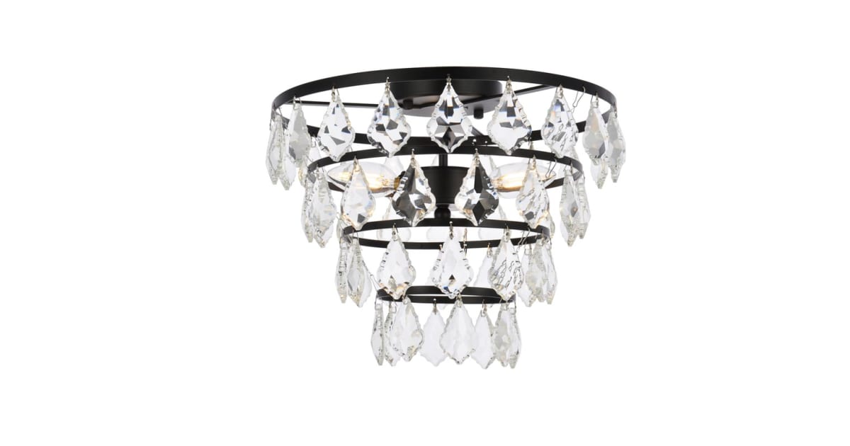 Elegant Lighting 1101F14BK Ella 3 Light 14" Wide Semi-Flush Waterfall ...