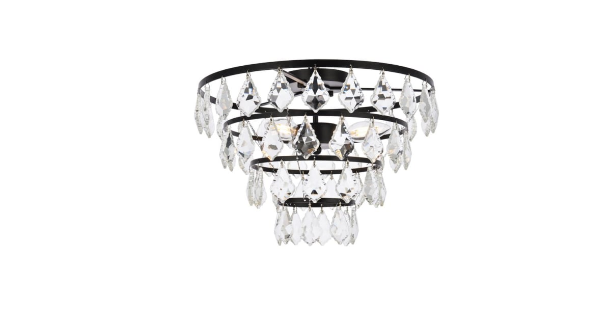Elegant Lighting 1101F16BK Ella 3 Light 16" Wide Semi-Flush Waterfall ...