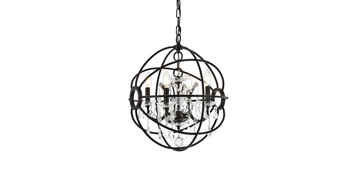 Elegant Lighting 1130D17DB/RC Geneva 4 Light 17" Wide Crystal Pendant ...