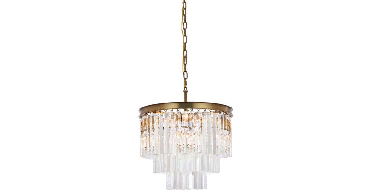 Elegant Lighting 1201D20SG/RC Sydney 9 Light 20" Wide Crystal Waterfall ...