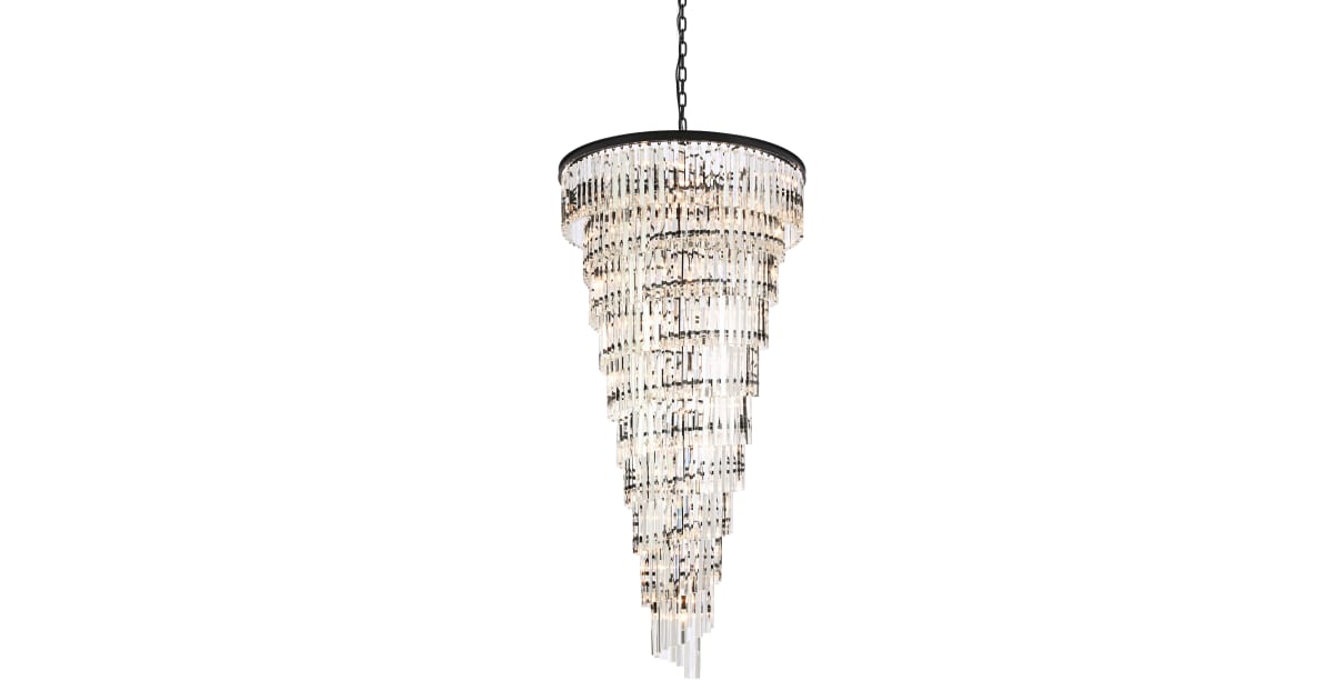 Elegant Lighting 1201SR36MB/RC Sydney 42 Light 37" Wide Crystal ...