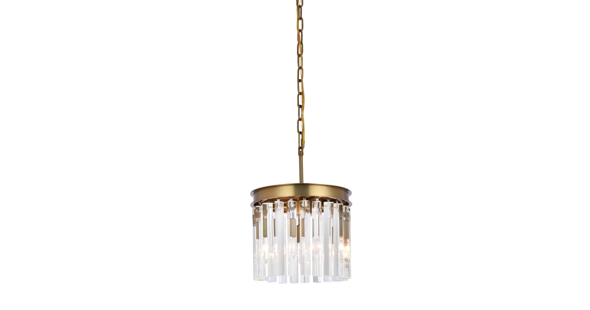 Elegant Lighting 1208D12SG/RC Sydney 3 Light 12" Wide Crystal Pendant ...