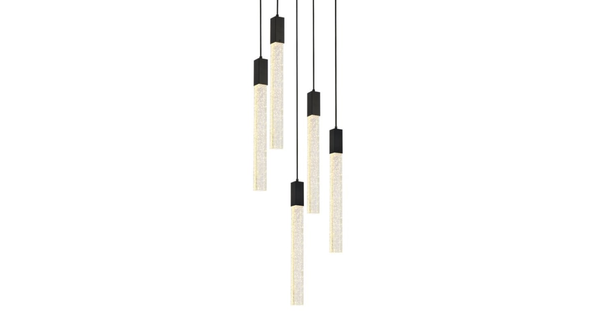 Elegant Lighting 2066D16BK Weston 5 Light 16" Wide LED Crystal Multi ...