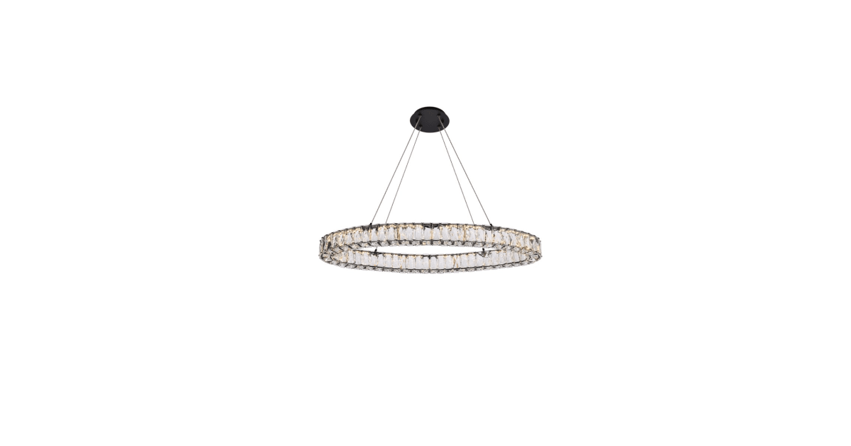 Elegant Lighting 3503D36BK Monroe 36" Wide LED Crystal Linear ...