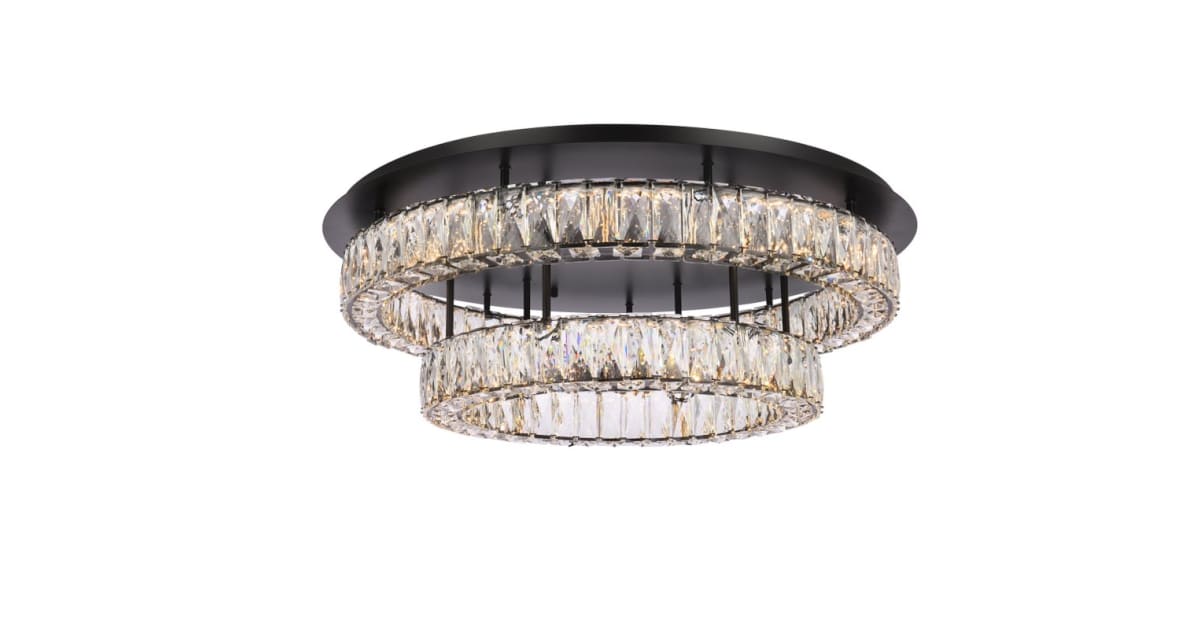 Elegant Lighting 3503F30L2BK Monroe 30" Wide LED Semi-Flush Ceiling ...
