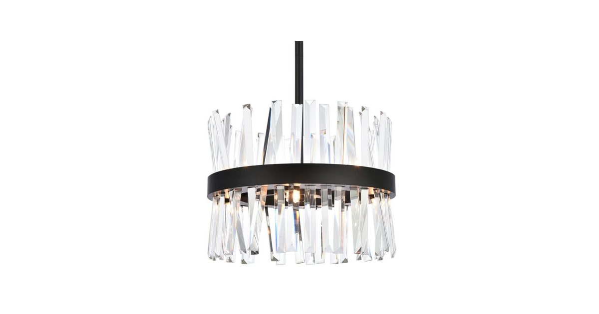 Elegant Lighting 6200D16BK Serephina 8 Light 16" Wide Crystal Pendant ...