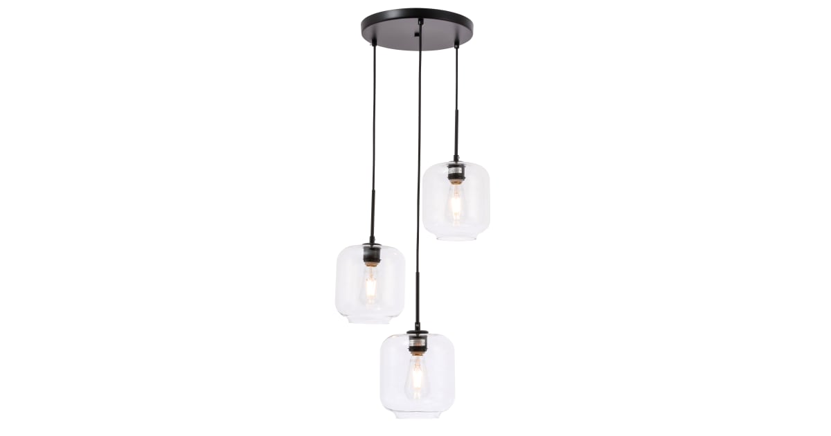 Elegant Lighting LD2274BK Collier 3 Light 18" Wide Multi Light Pendant ...