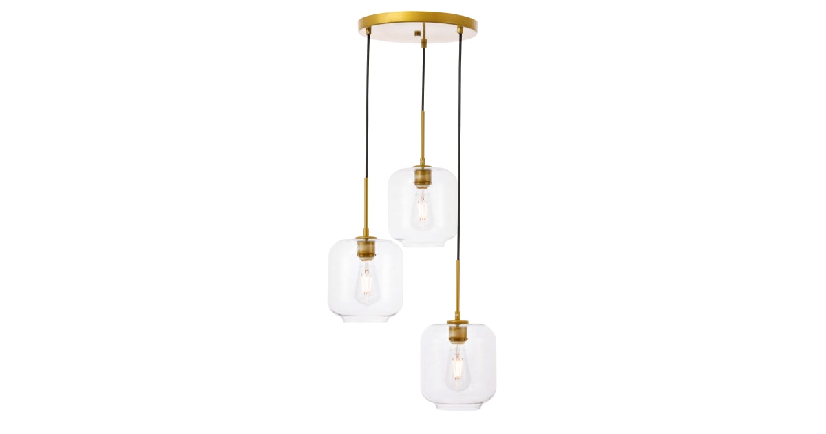 Elegant Lighting LD2274BR Collier 3 Light 18" Wide Multi Light Pendant ...
