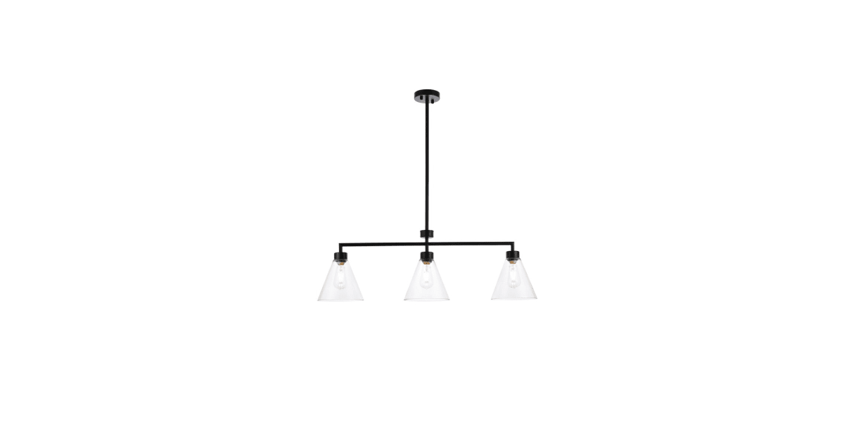 Elegant Lighting LD2502BK Mera 3 Light 38" Wide Linear Chandelier with ...