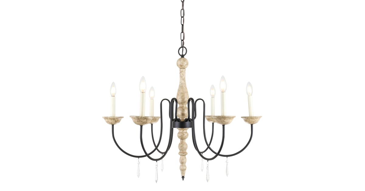 Elegant Lighting LD6101D30WD Porter 6 Light 30" Wide Taper Candle ...