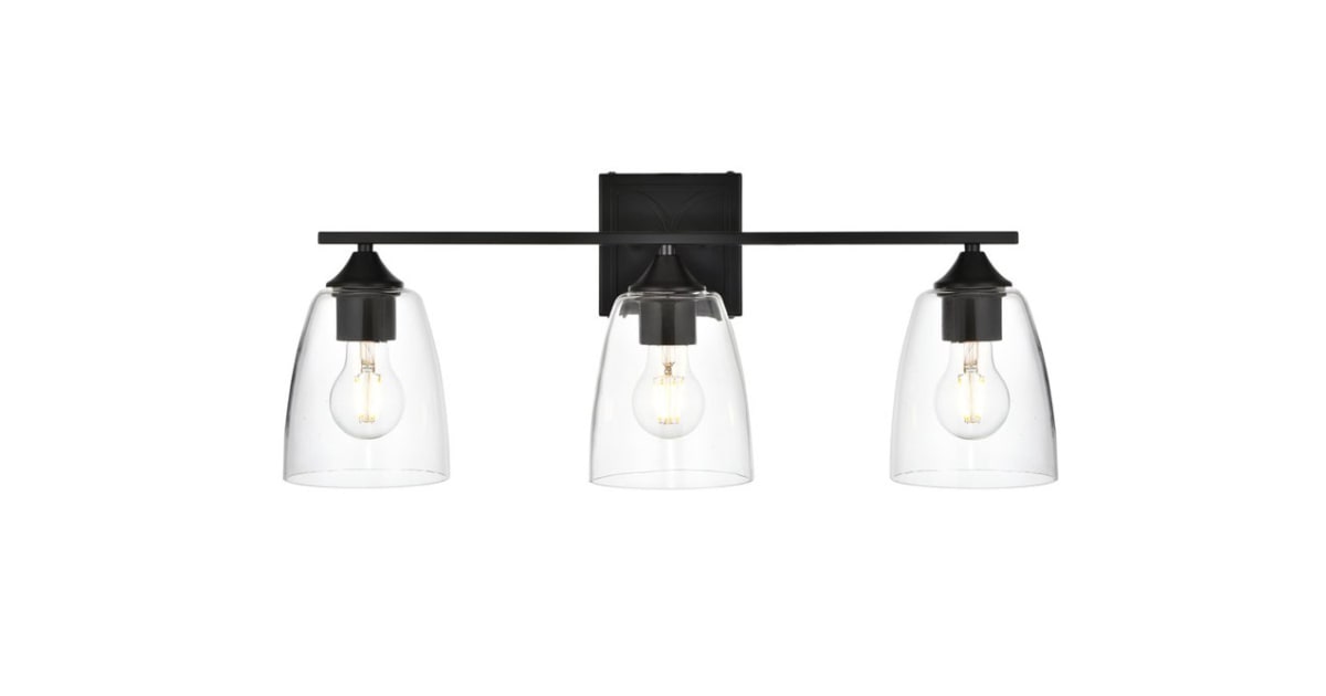 Elegant Lighting LD7309W24BLK Harris 3 Light 10" Tall Bathroom Sconce ...