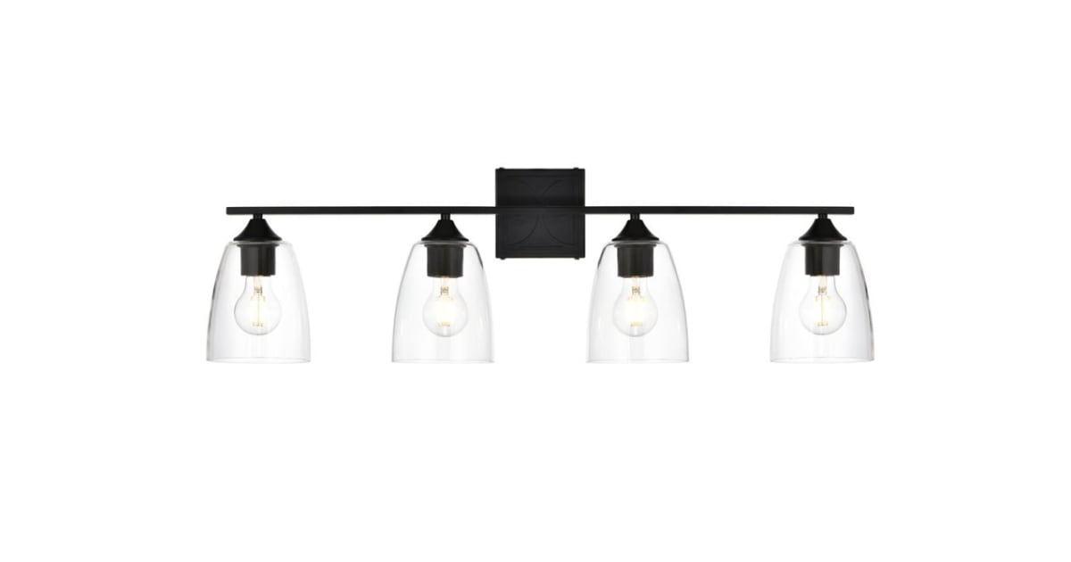 Elegant Lighting LD7309W34BLK Harris 4 Light 10" Tall Bathroom Sconce ...