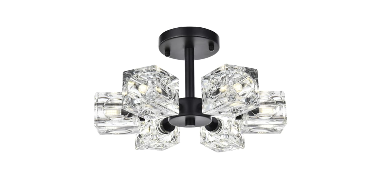 Elegant Lighting LD920F14BK Lyra 6 Light 14" Wide Semi-Flush Ceiling ...
