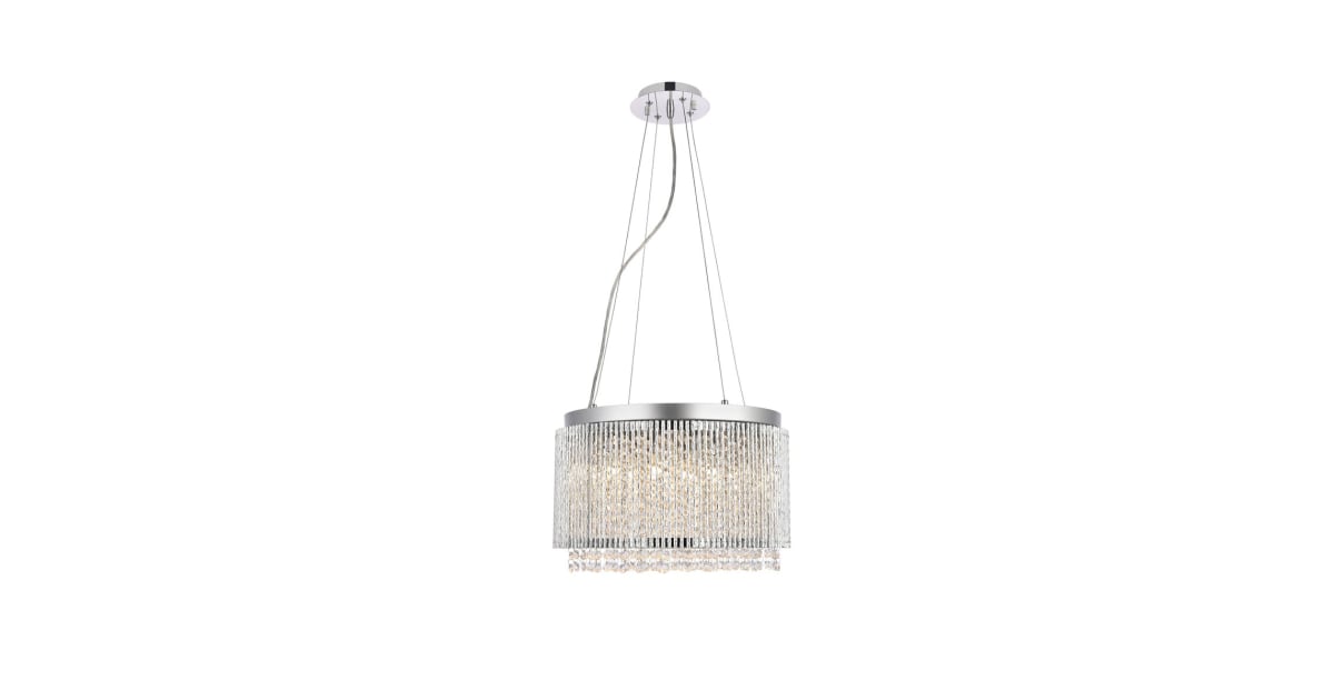 Elegant Lighting V2092D16C/RC Influx 10 Light 16" Wide Crystal Pendant ...