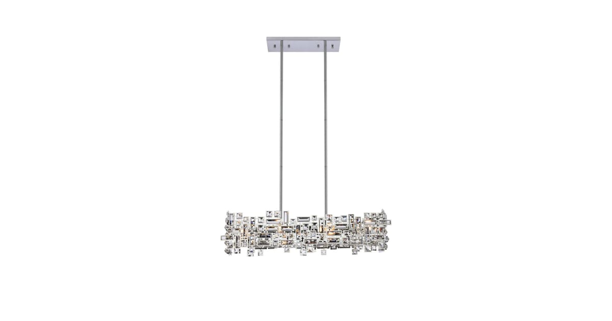 Elegant Lighting V2100D35C/RC Picasso 6 Light 35" Wide Crystal Linear ...