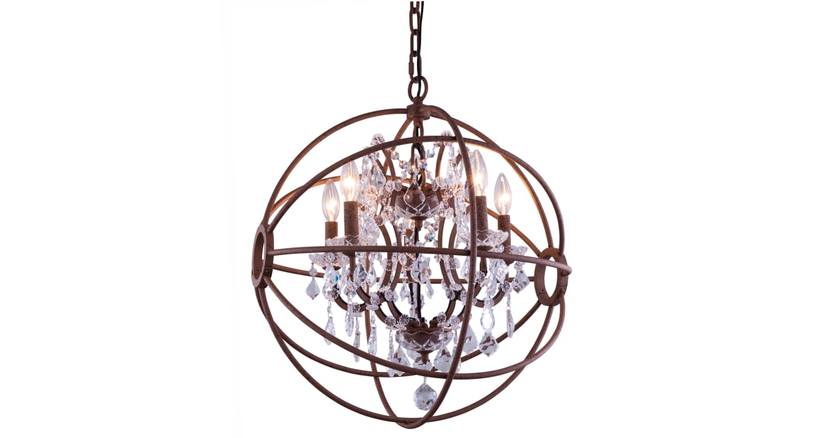 Elegant Lighting 1130D17RI/RC Geneva 17" Wide 4 Light Crystal Globe ...