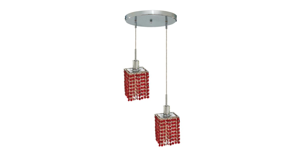 Elegant Lighting 1282D-R-S-BO/RC Mini 2-Light Crystal Pendant, Finished ...