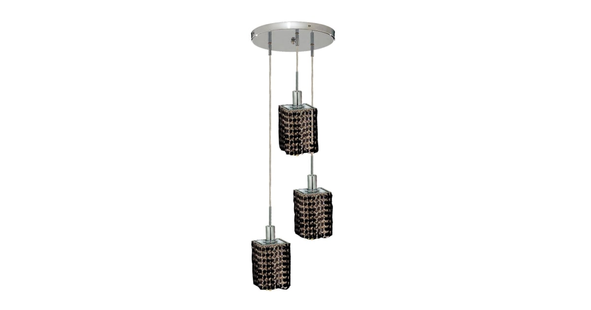 Elegant Lighting 1283D-R-S-JT/RC Mini 3-Light Crystal Pendant, Finished ...