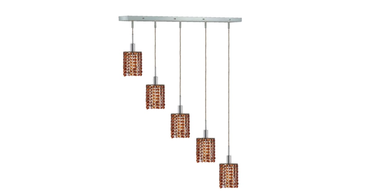 Elegant Lighting 1285D-O-R-TO/RC Mini 5-Light Crystal Pendant, Finished ...