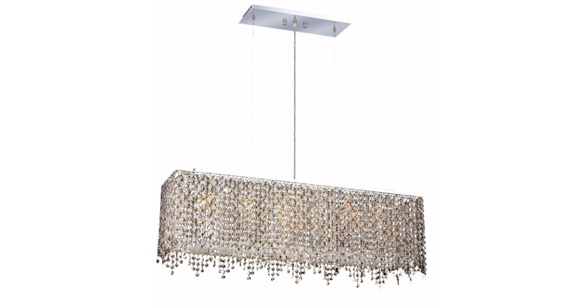 Elegant Lighting 1391D38C-GT/RC Moda 6 Light 38" Wide Crystal Linear ...