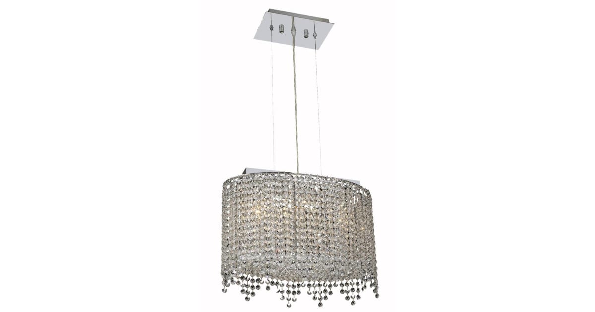 Elegant Lighting 1392D18C-CL/EC Moda 3-Light Crystal Pendant, Finished ...