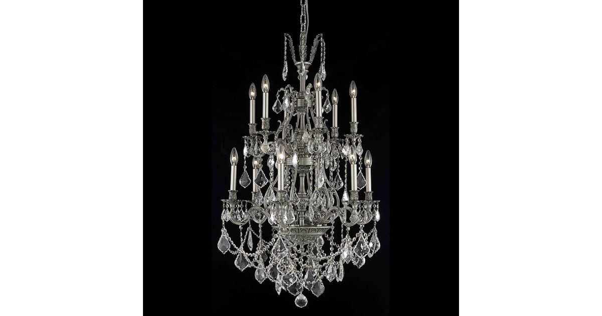 Elegant Lighting 9612D27PW/EC Monarch 12-Light, Two-Tier Crystal ...