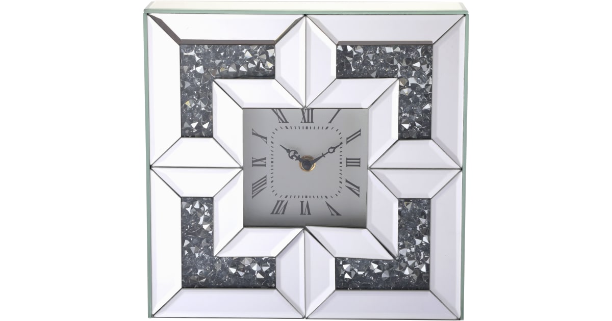 Elegant Lighting MR9207 Modern 10 Inch Wide Square Crystal Analog Wall ...