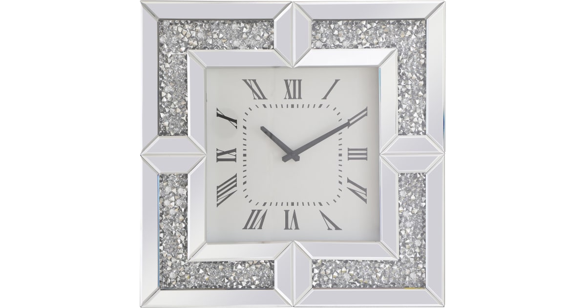 Elegant Lighting MR9208 Modern 20 Inch Wide Square Crystal Analog Wall ...