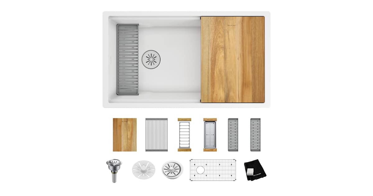 Elkay ELXRU13322WFX0 Quartz Luxe 33" Undermount Single Basin Quartz ...