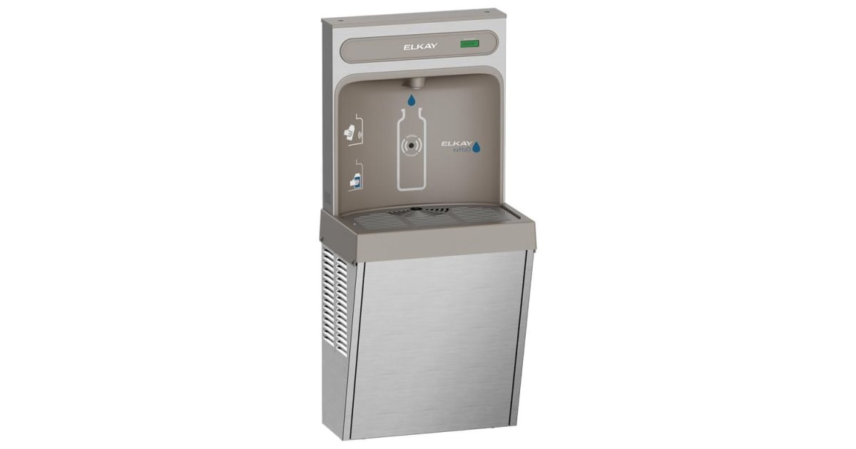 Elkay EZ8WSSSMC EZH2O 8GPH Surface Mounted Hands Free Bottle Filling Station with Refrigerated ...