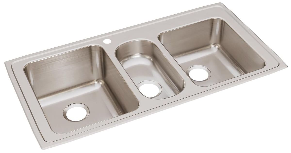 Elkay LGR43221 Lustertone 43" Drop In Triple Basin Stainless Steel ...