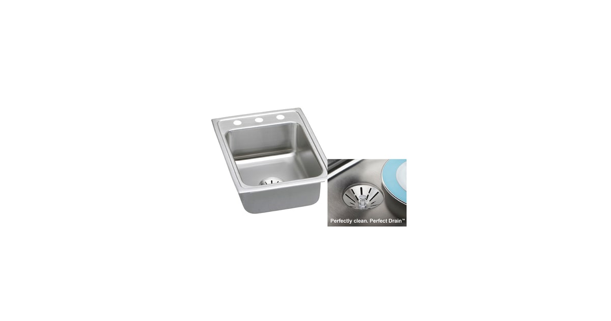 Elkay LR1722PD1 Gourmet 17" Single Basin 18-Gauge Stainless Steel ...
