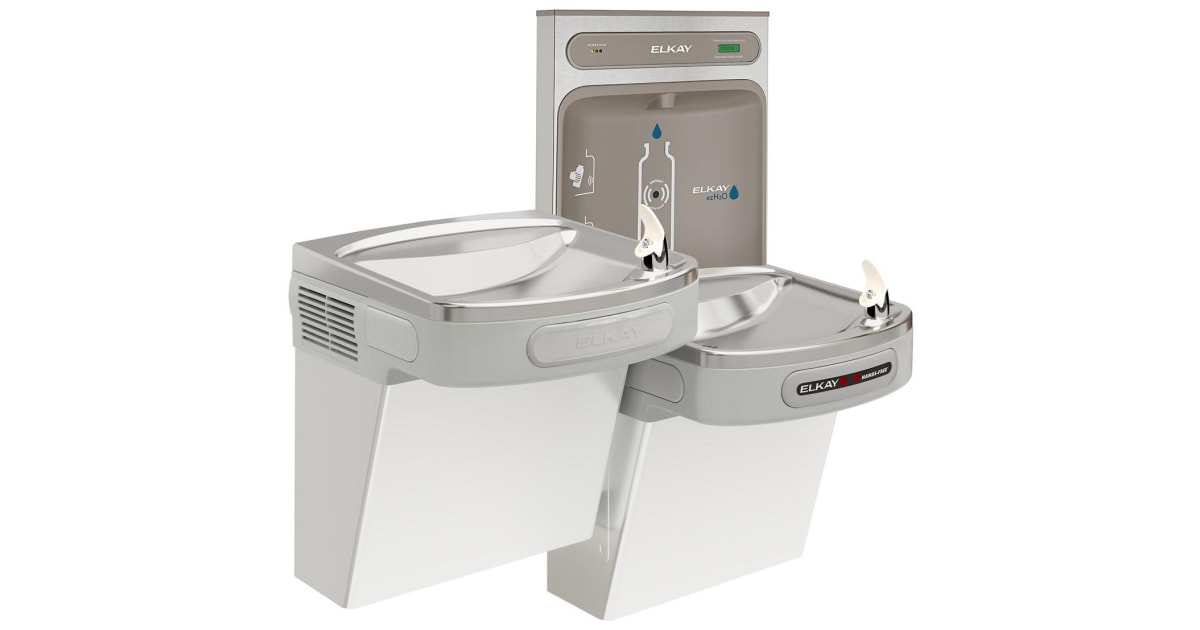 Elkay LZOTL8WSLK EZH2O Wall Mounted Bi-Level Drinking Fountain and Hands Free Bottle Filling ...