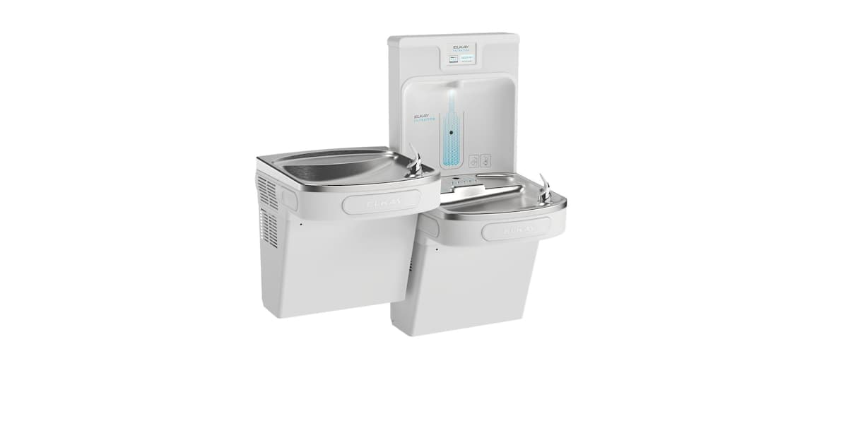 Elkay LZSTL8WSAP ezH2O Bi-Level Wall Mounted Drinking Fountain with Hands Free Bottle Filling ...