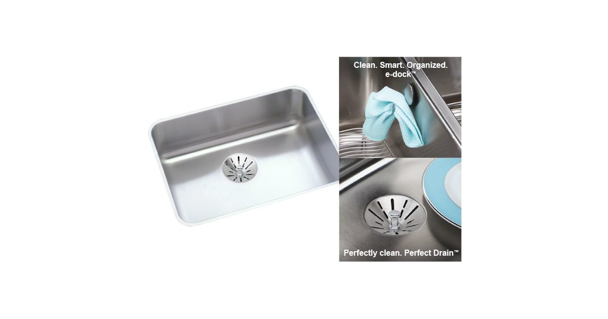 Elkay ELU211510PDK Gourmet 22-1/2" x 17-1/4" Single Basin Undermount ...