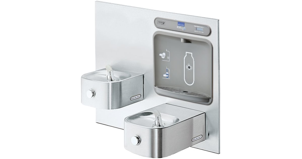Elkay EZWS-EDFP217K EZH20 Drinking Fountain and Bottle Filling Station with Integral Soft Sides ...
