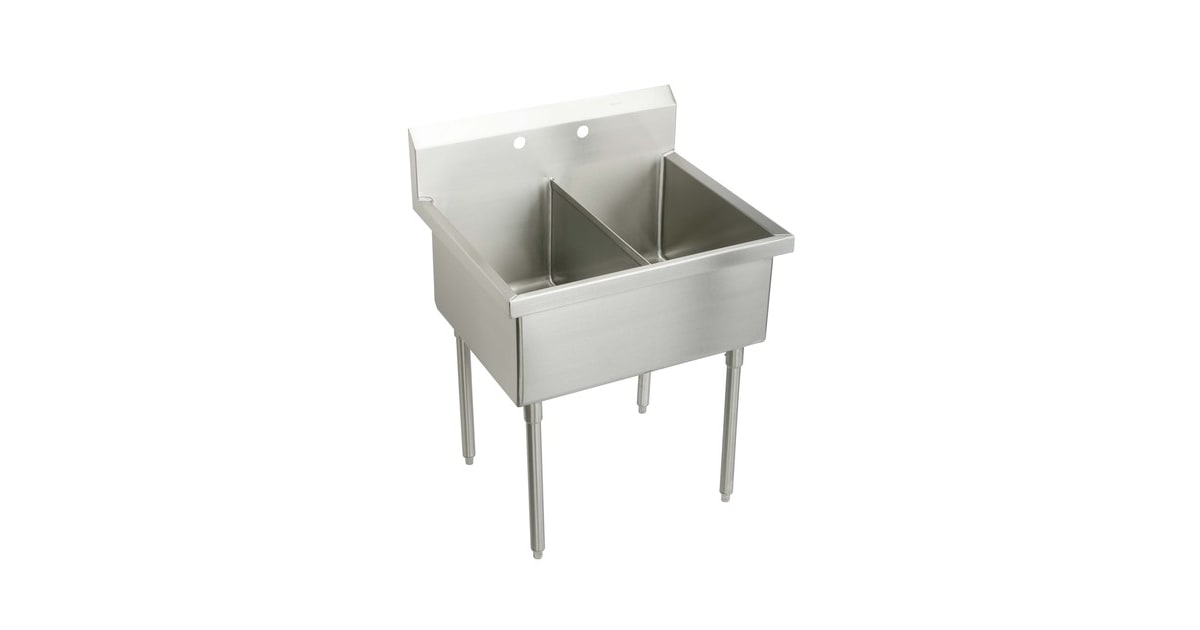 Elkay WNSF82302 Weldbilt Stainless Steel 33" Floor Mount Double Bowl ...