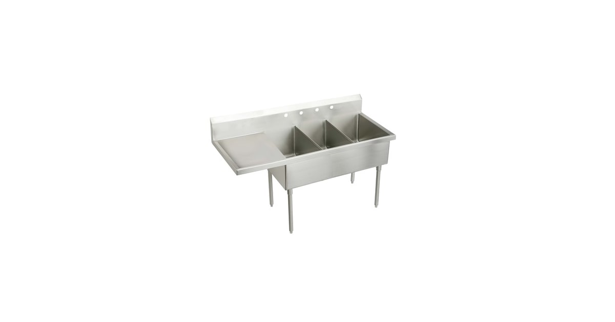 Elkay WNSF8354L2 Weldbilt Stainless Steel 79-1/2" Floor Mount Triple ...