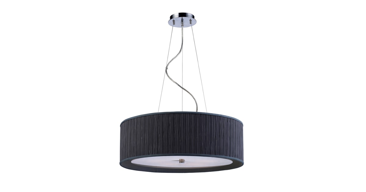 Elk Lighting 20216/5 5 Light 8" Pendant with a Black Fabric Drum Shade ...