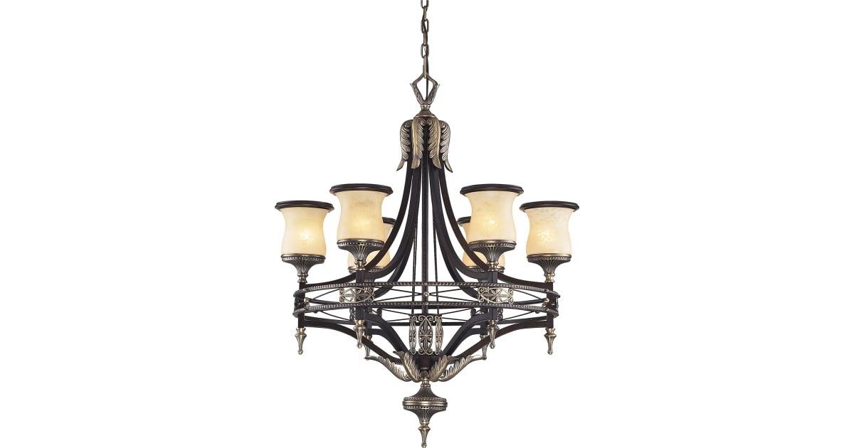 Elk Lighting 2431/6 6 Light Up Lighting Single Tier Chandelier with ...